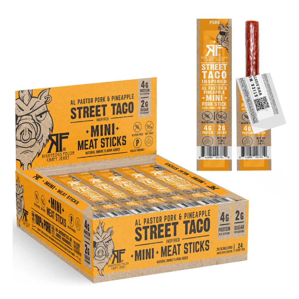 MINI Street Taco Pork Stick .5oz (24ct) – Righteous Felon Craft Jerky