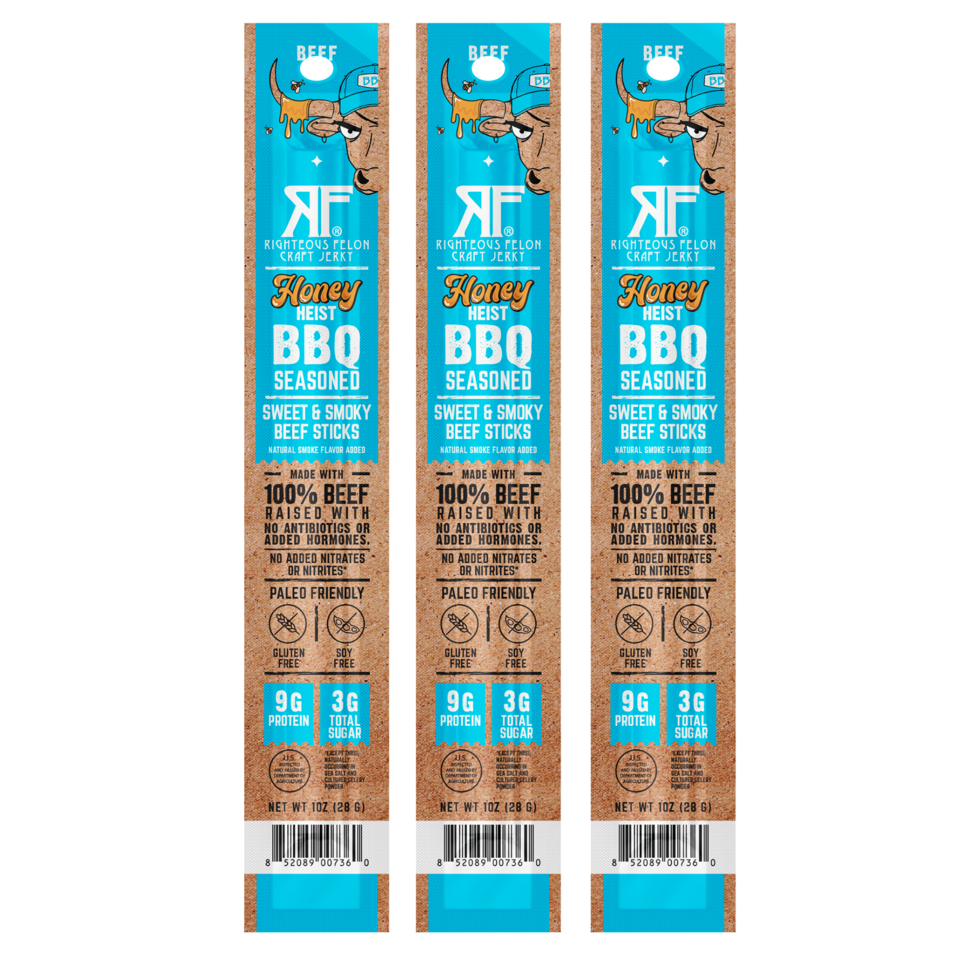 NEW Honey Heist BBQ Beef Stick (3-Pack) – Righteous Felon Craft Jerky