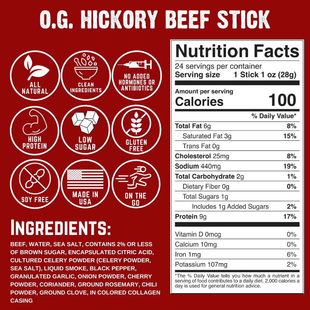 O.G. Hickory Beef Stick (24-Pack) – Righteous Felon Craft Jerky