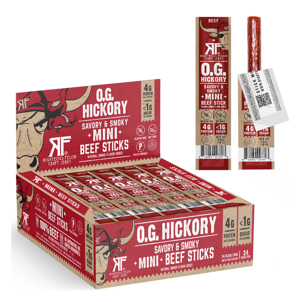 MINI O.G. Hickory Beef Stick .5oz (24ct) – Righteous Felon Craft Jerky